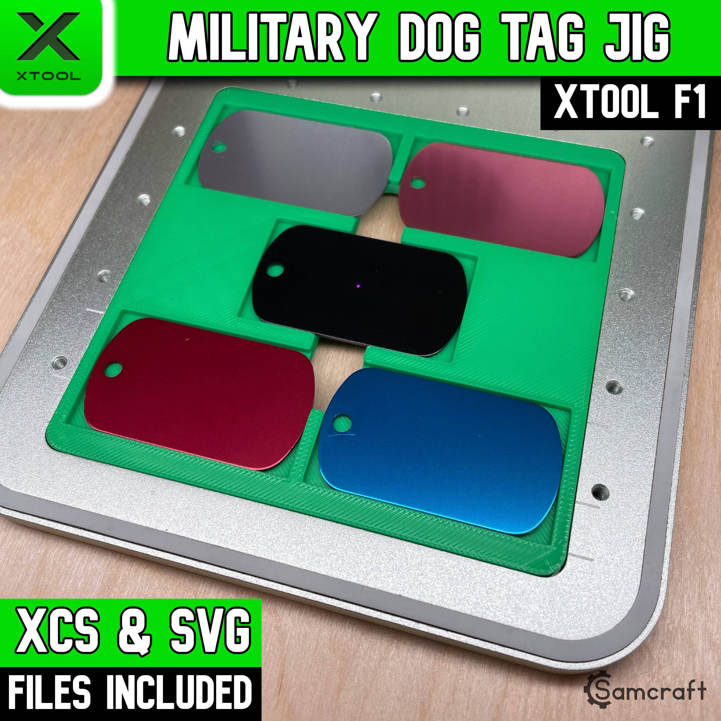 Military Dog Tag Jig - xTool F1 | Samcraft
